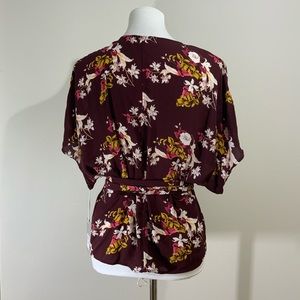 Chelsea28 | Tops | Chelsea 28 Wrap Wine Floral V Top New | Poshmark